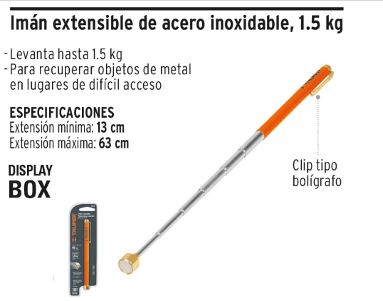 IMAN EXTENSIBLE DE ACERO INOXIDABLE 1.5KG – Kuali Mecatrónica